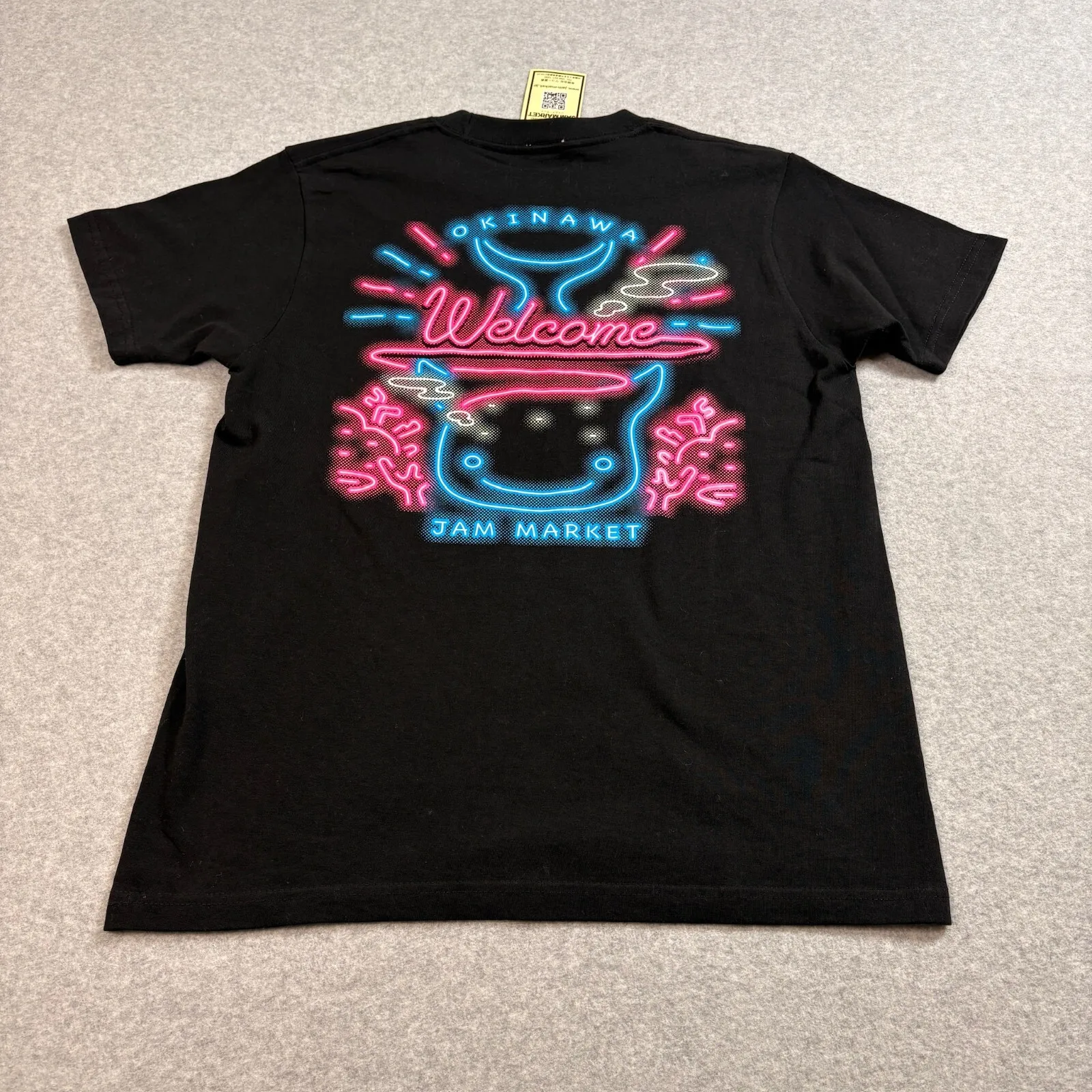 Jam Market Japan Shirt Men Small Black Okinawa Welcome Whale Tee Neon ...