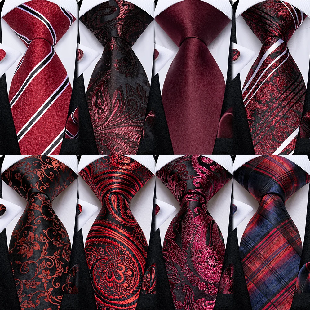 Red Ties for Men Striped Paisley Formal 8cm Wedding Party Business ...