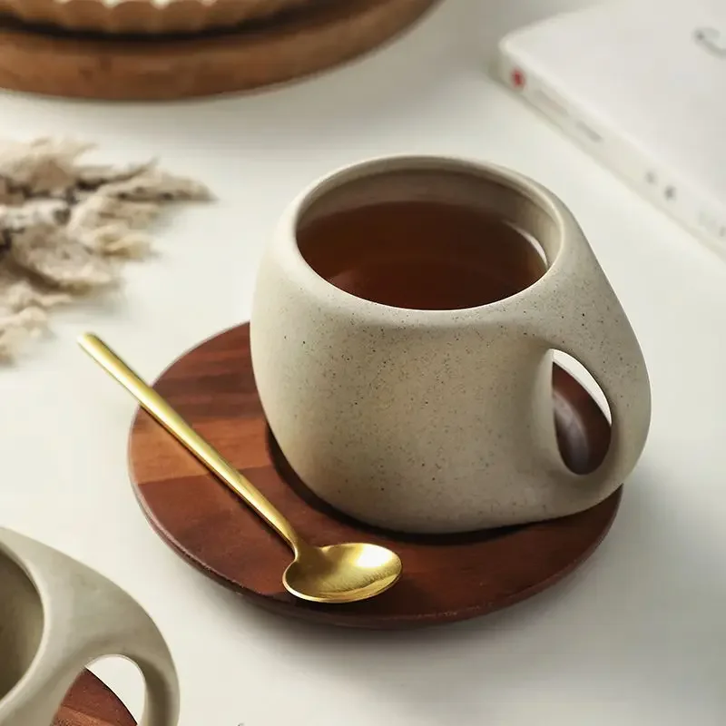 3-piece set Creative Ceramic Ice Coffee Cup Milk Couples Handgrip Cup ...