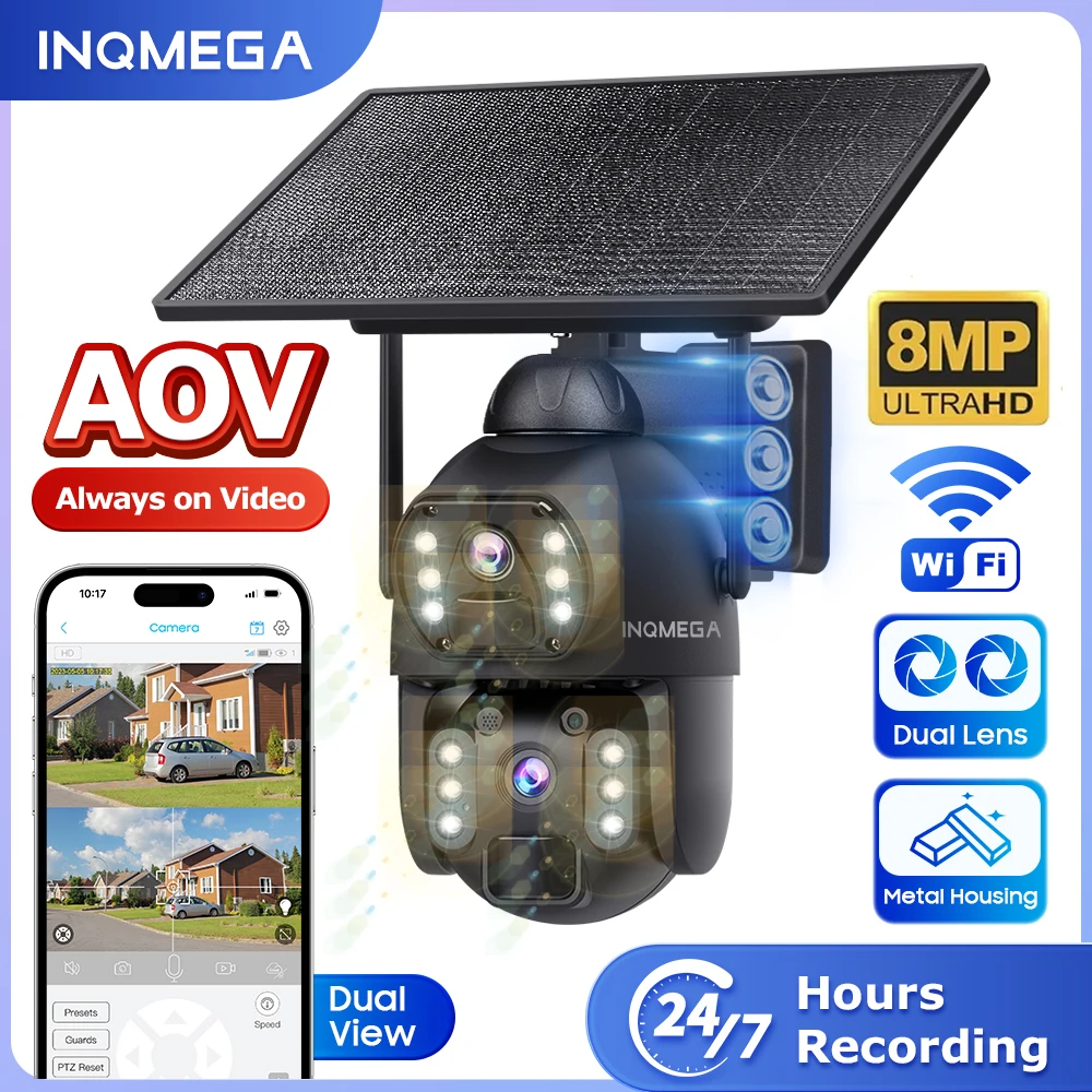 INQMEGA AOV 536 8MP With Solar Panel 360° PTZ Outdoor Security Camera ...