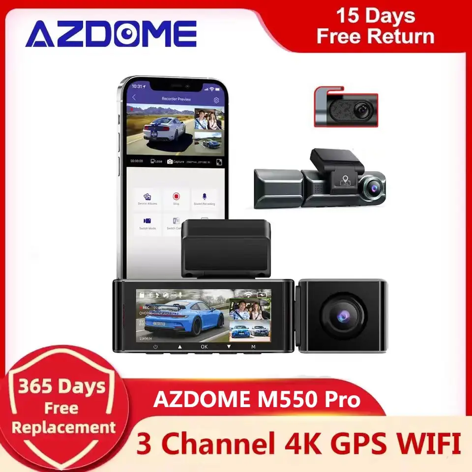 AZDOME-M550-Pro-3-Cameras-Dash-Cam-4K-1080P-Front-and-Rear-and-Inner ...