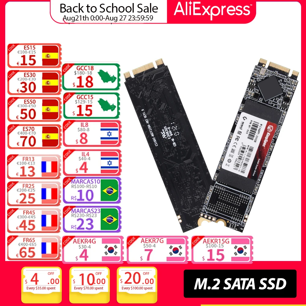 Kingspec M2 2280 SSD M.2 SATA 128gb 256 gb 512gb 1TB HDD 120g 240g NGFF SSD 2242mm 2TB M2 SATA ...