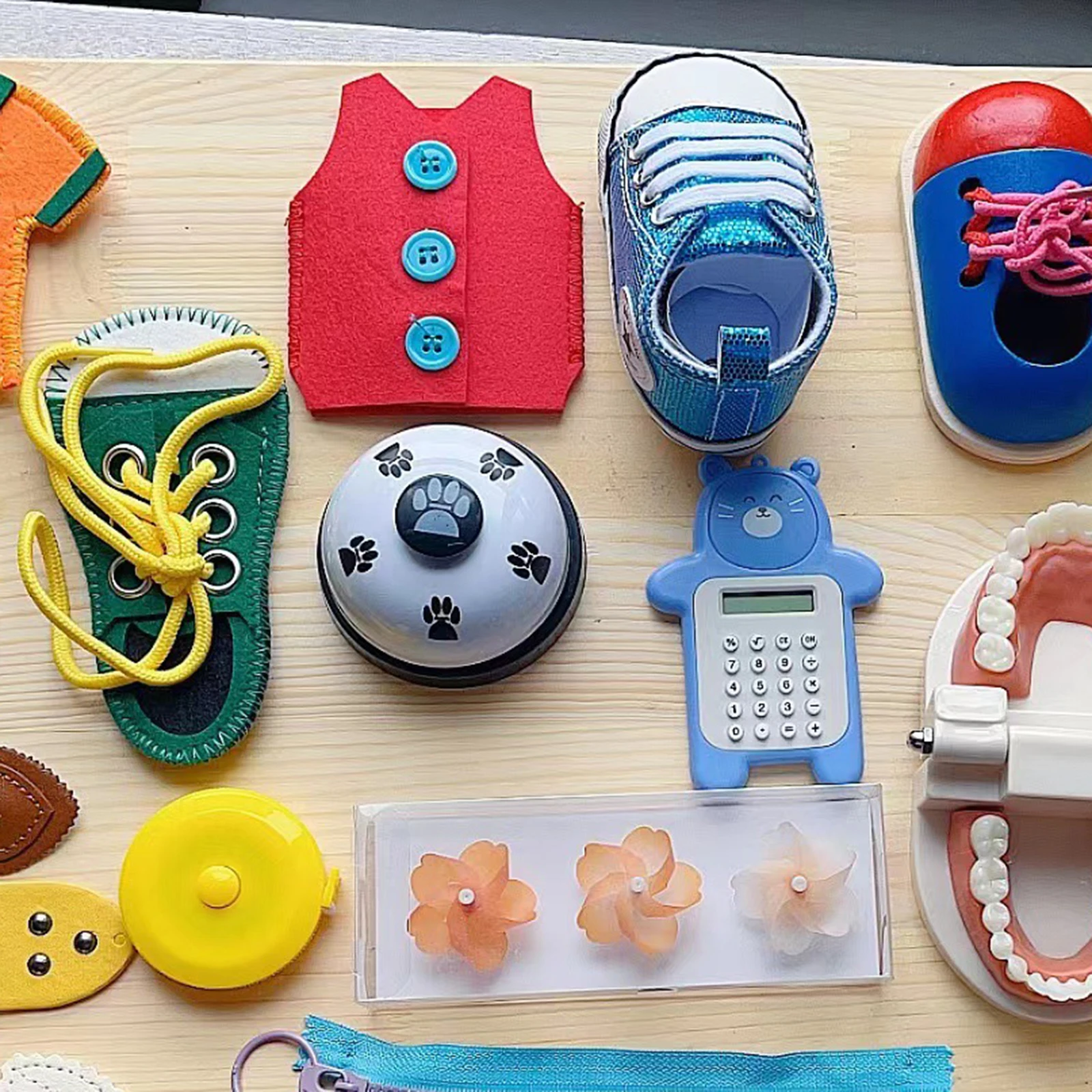 Busy Board Diy Parts Dress Learning Sensory Board Wooden Sensory Button ...