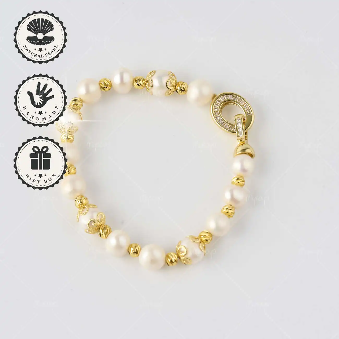 MYSOYA White Freshwater Pearl Bracelet & Necklace, 10-11mm Pearls with ...