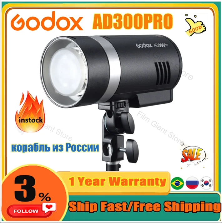 Godox AD300Pro TTL Pocket Outdoor Flash Kit for Canon Nikon DSLR photography studio Accessories ...