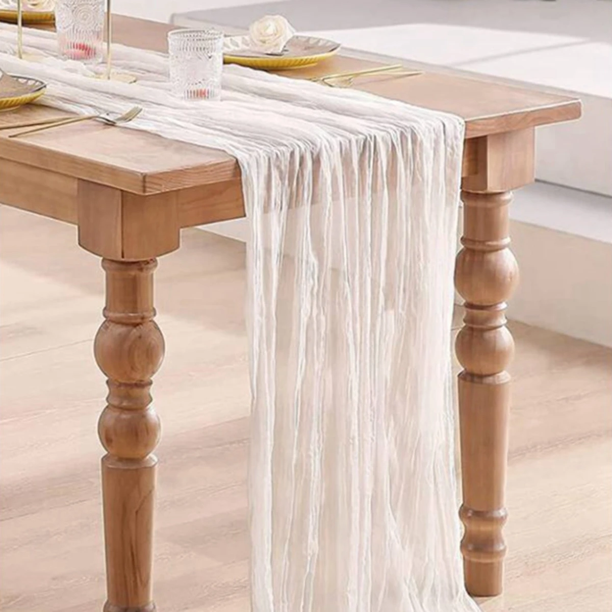 Semi-Sheer-Gauze-Table-Runner-White-Cheesecloth-Table-Setting-Dining ...