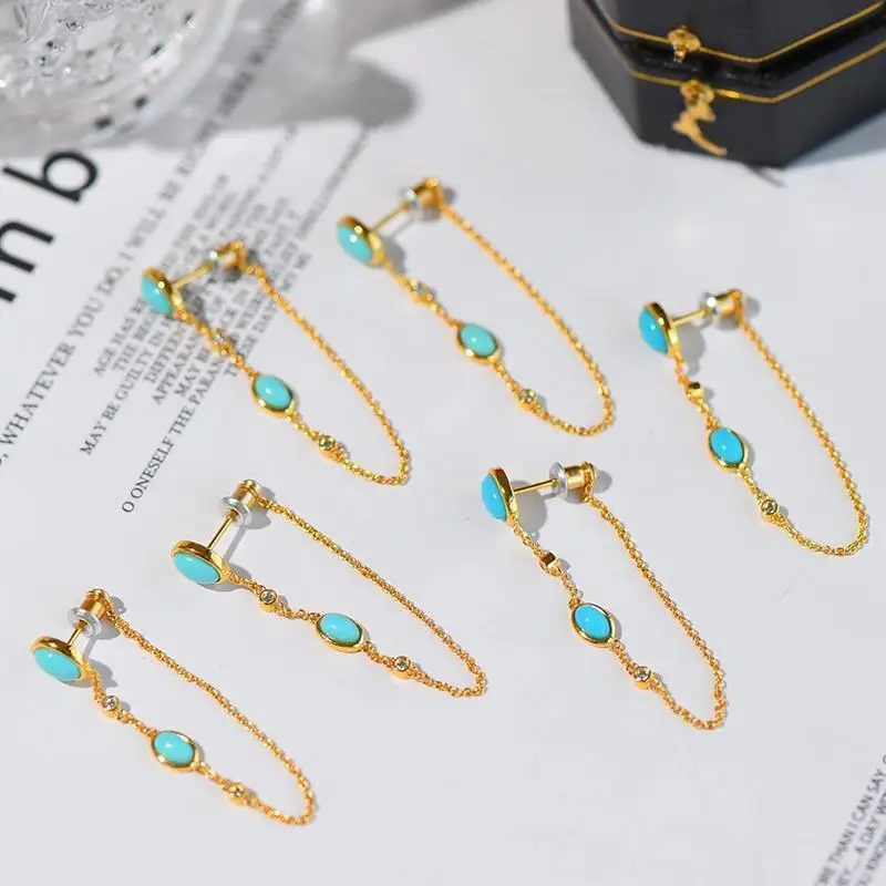 New original Turquoise long Tassel Earrings Chinese style retro unique ...