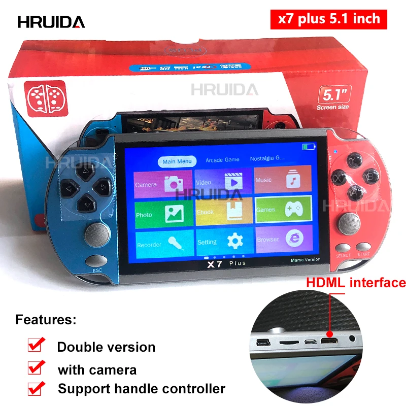 Console De Jeu Vidéo Rétro Portable X7 Plus Pour Enfants, Avec Double ...