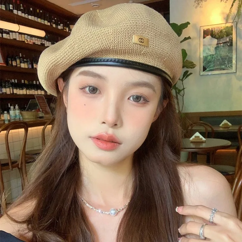 Japanese-Pu-Edge-Simple-Beret-Cap-Women-s-Spring-and-Summer-Breathable ...