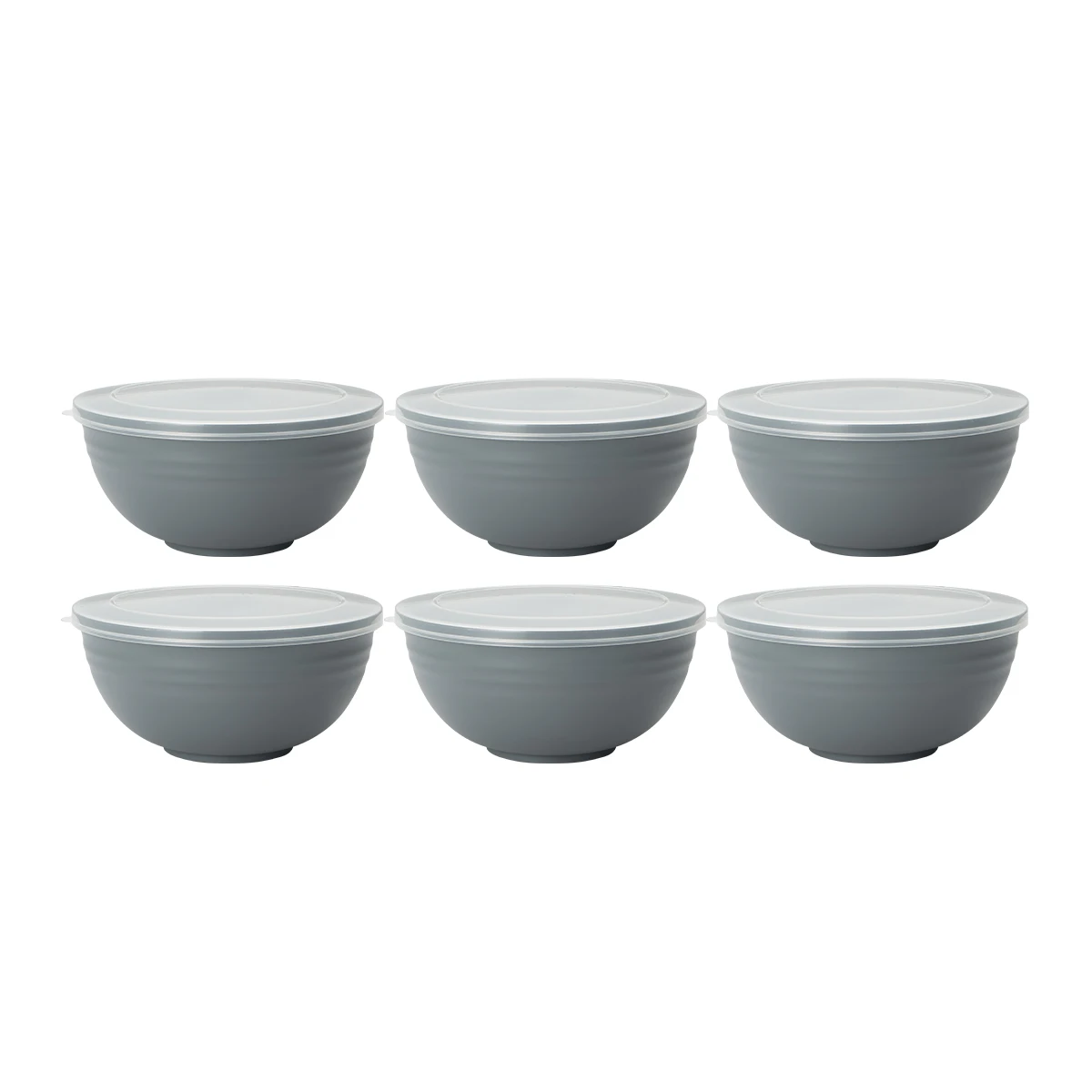 2/4/6pcs Gray plastic bowl with lid reusable for home kitchen ...