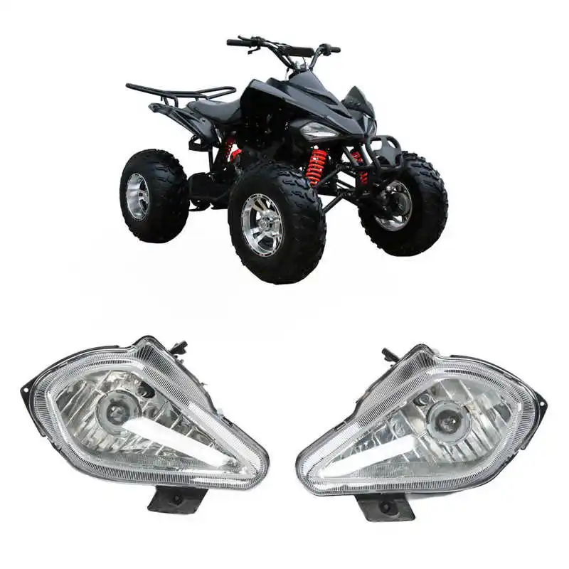 1 Pair 12V ATV QUAD Front LED Headlights with Bulbs 5 Wires 4 Plugs for ...