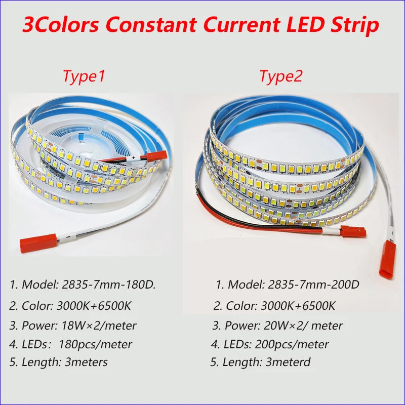 3meters-2835-7mm-180D-And-200D-3Colors-Constant-Current-LED-Strip-with ...