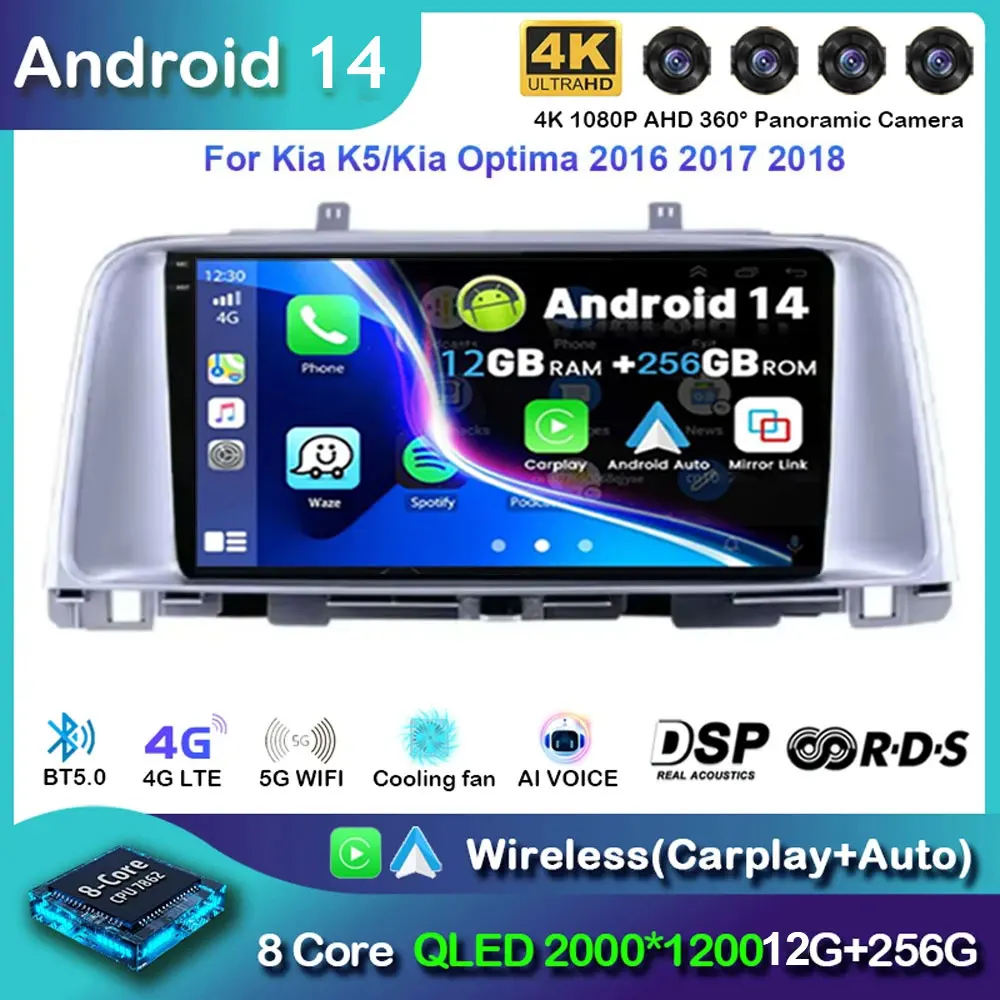Android 15 Stereo For Kia K5 / Kia Optima 2016 2017 2018 Navigation 8 ...