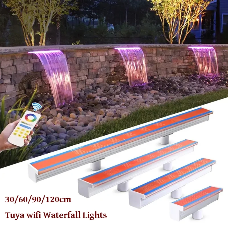 12V-LED-Waterfall-Descent-Fountain-Light-30cm-60cm-90cm-8W-12W-Swimming ...