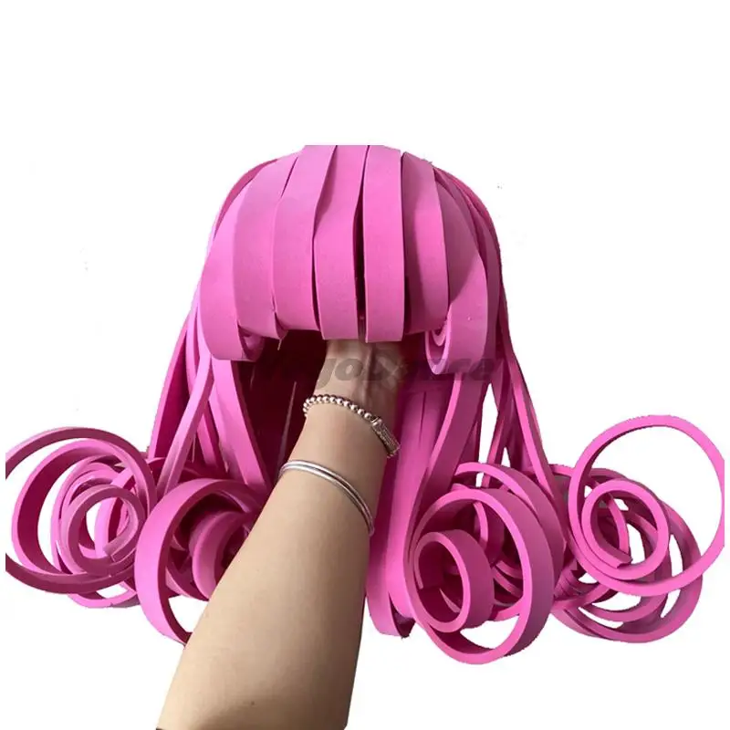 Disfraz-de-baile-con-peluca-tocado-Retro-amarillo-barra-rizada-con ...