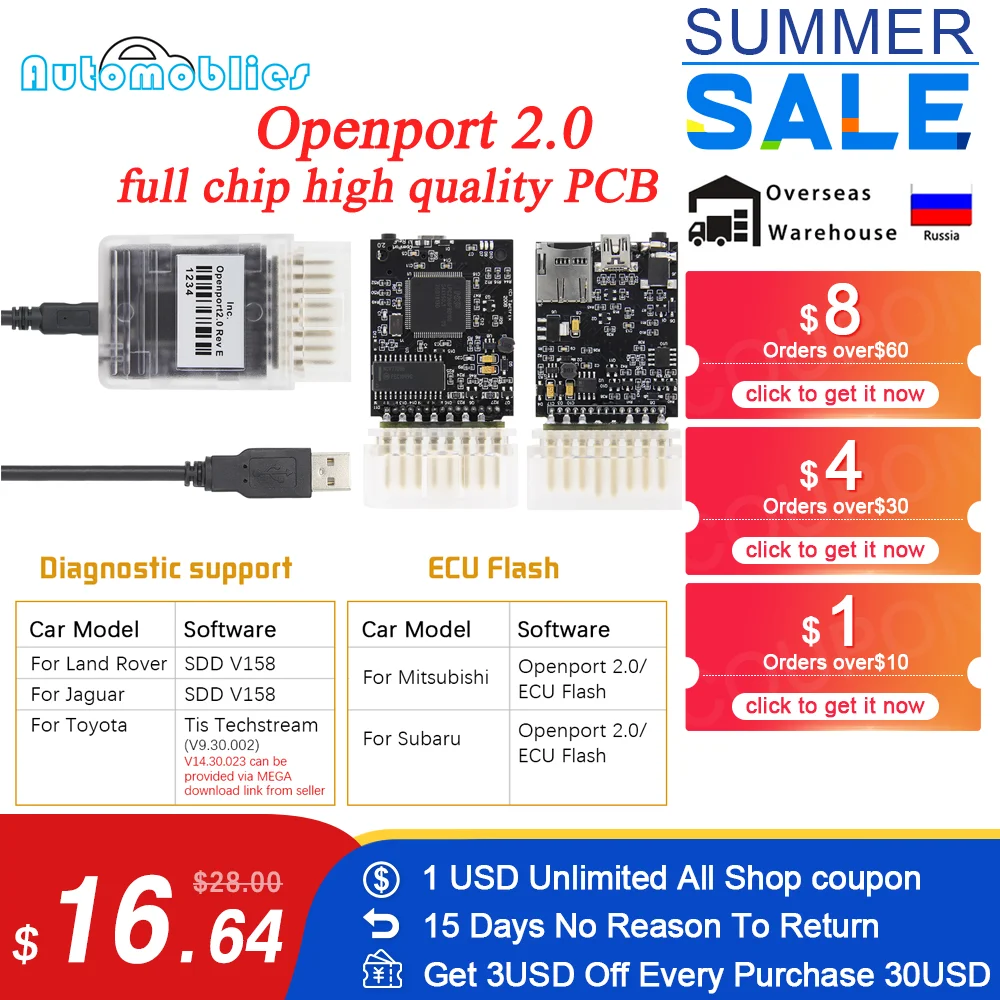 ECU 플래시 ECU 칩 튜닝 도구, Openport 2.0, OBD2 Openport 2.0 자동차 진단 도구 ...