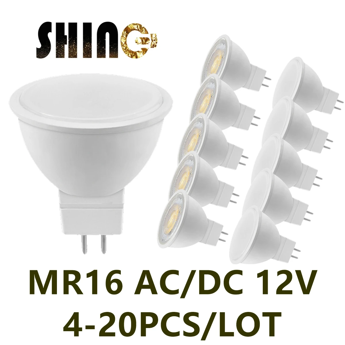 4 20PCS MR16 AC/DC 12V LED Spotlight Bulb GU5.3 Low Pressure 3W 5W 6W ...