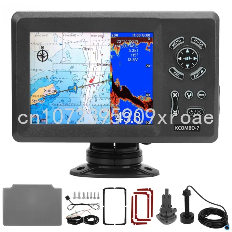 KCombo-7-7inch-Marine-GPS-Fishfinder-Combo-Transducer-Color-LCD-GPS ...