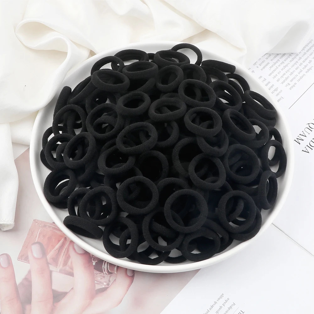 20/30/50/100/200pcs Colorful Hairband Black Grey Rubber Band Nylon Hair ...