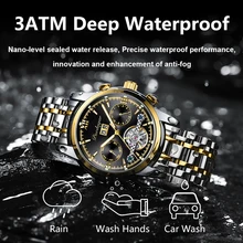 POEDAGAR Automatic Mechanical Man Wristwatch Hollow Tourbillon ...