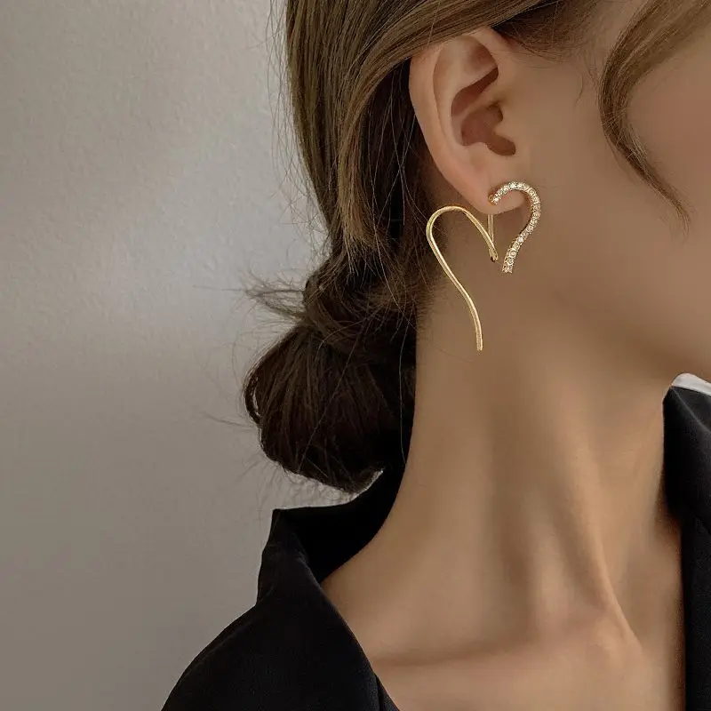 Kiss Jewelry Exaggerated Gold Color Heart Shape Piercing Earrings Women ...