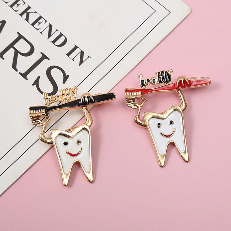 Personality Tooth Toothbrush Enamel Lapel Brooch Pin Metal Jewelry Small Pins For Doctor Nurse ...