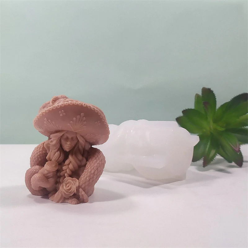 Snake-Girl-Candle-Silicone-Mold-DIY-Lady-Bust-Sculpture-Making-Kit ...