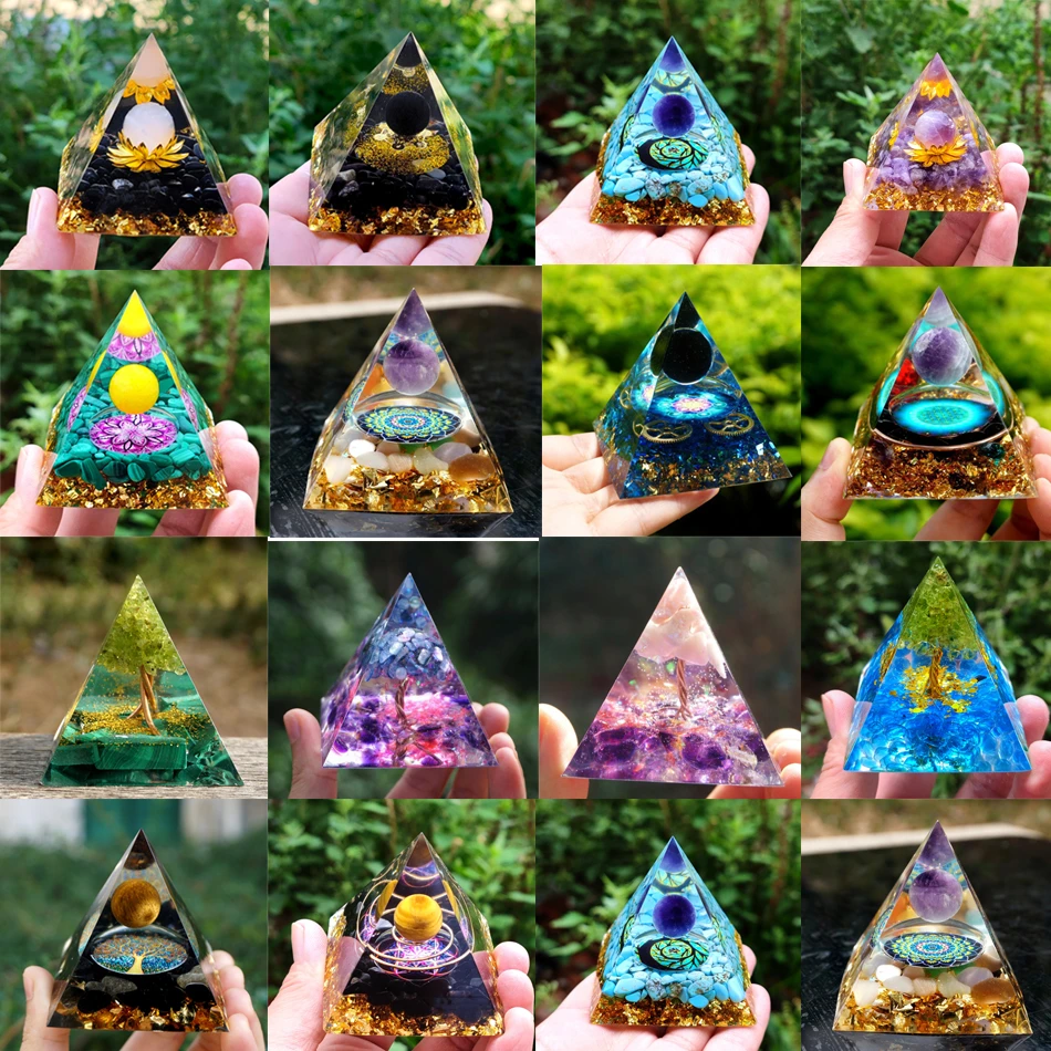 Tiger Eye Orgonite Crystal Energy Generator Orgone Pyramid Amethyst ...