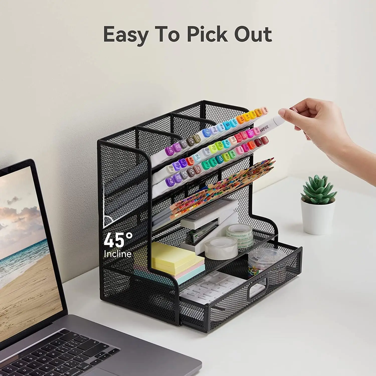 Formwell Mesh Pen Organizer Desktop Multi-Functional Pen Holder ...