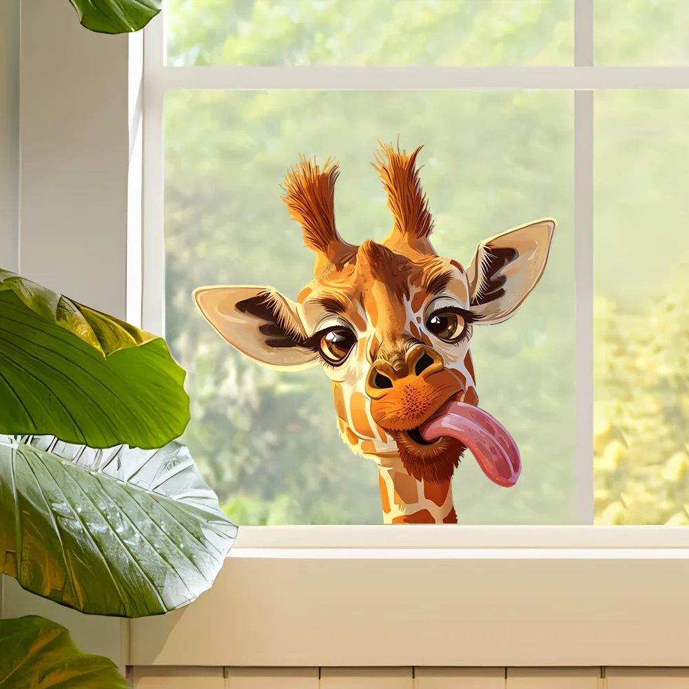 Charming-Giraffe-Window-Cling-Removable-Self-Adhesive-Decor-For-Bedroom ...