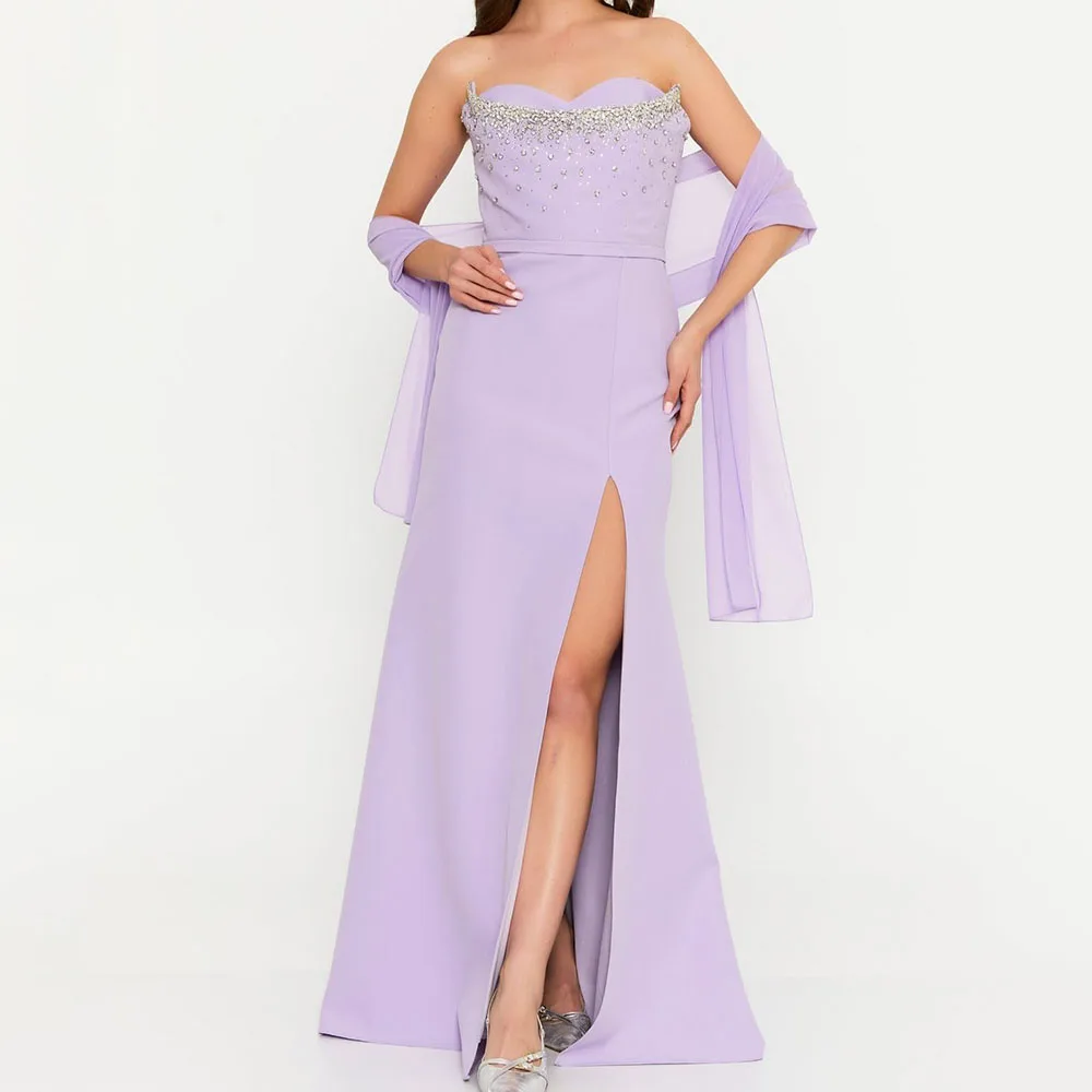 Customized A-Line Prom Dresses Floor-Length Strapless Sleeveless ...