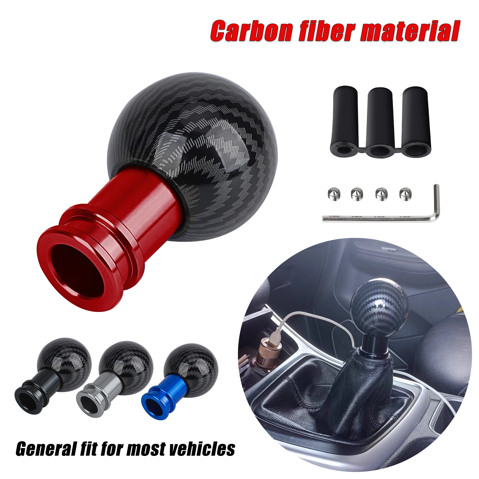Car-Manual-Gear-Shift-Racing-Stick-Head-Knob-Aluminum-With-M8-M10-M12 ...