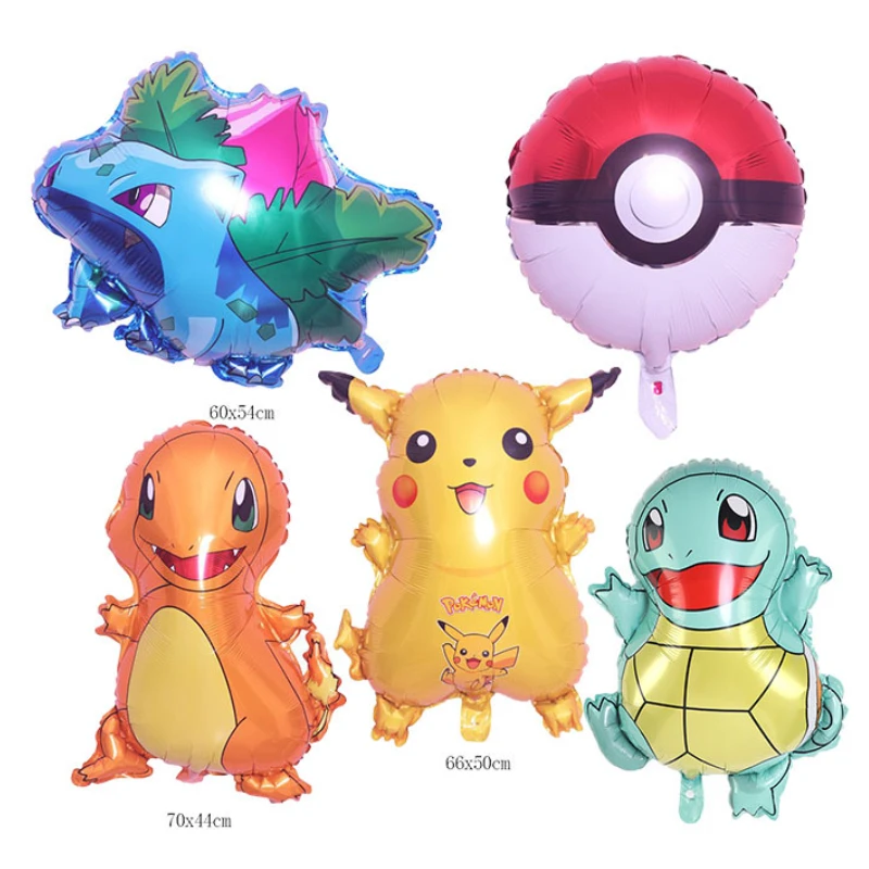 Pokemon Balloon Pikachu Squirtle Charmander Bulbasaur Figure Aluminum ...