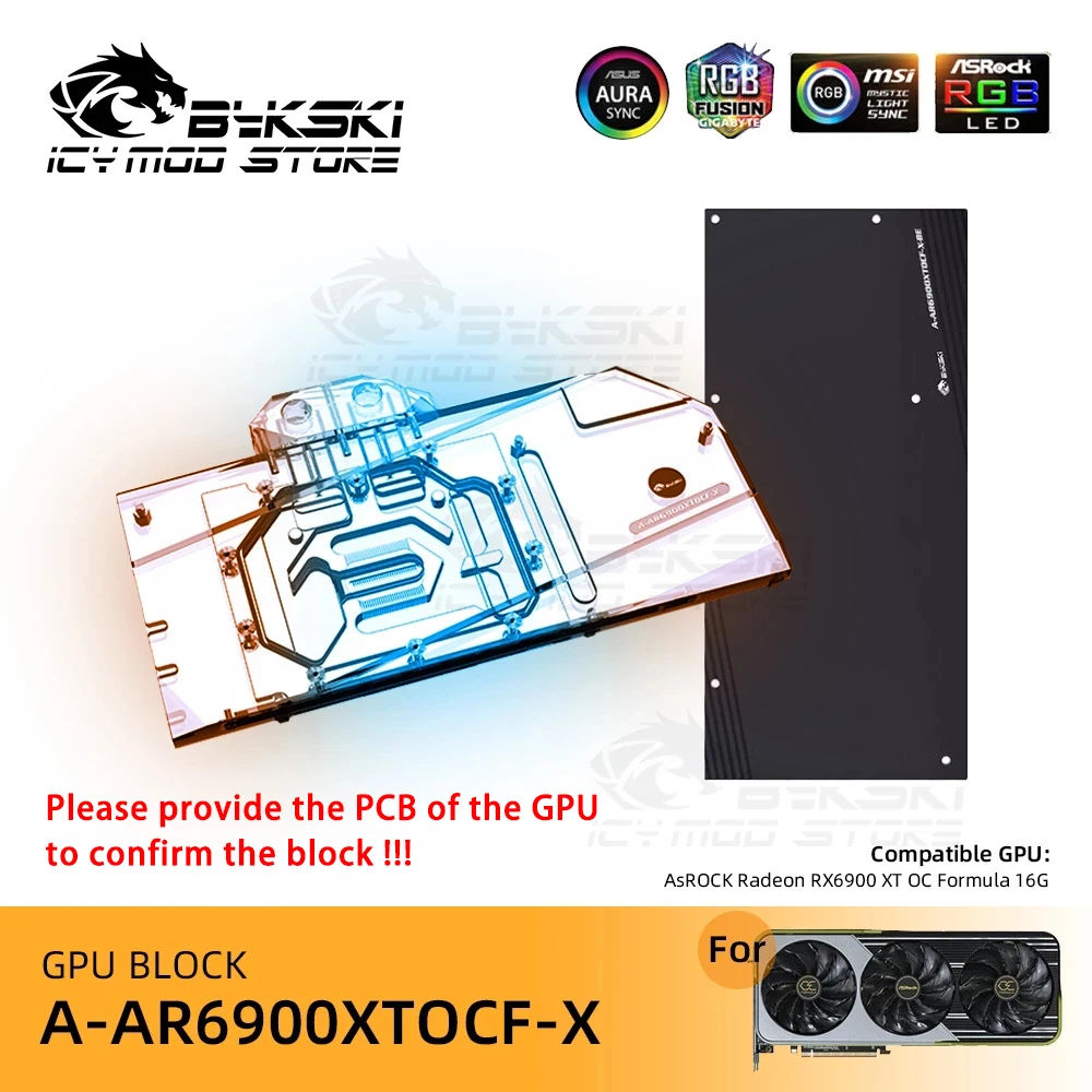 Bykski VGA Blocks for AsRock Radeon RX 6900XT Formula 16G A RGB Video ...