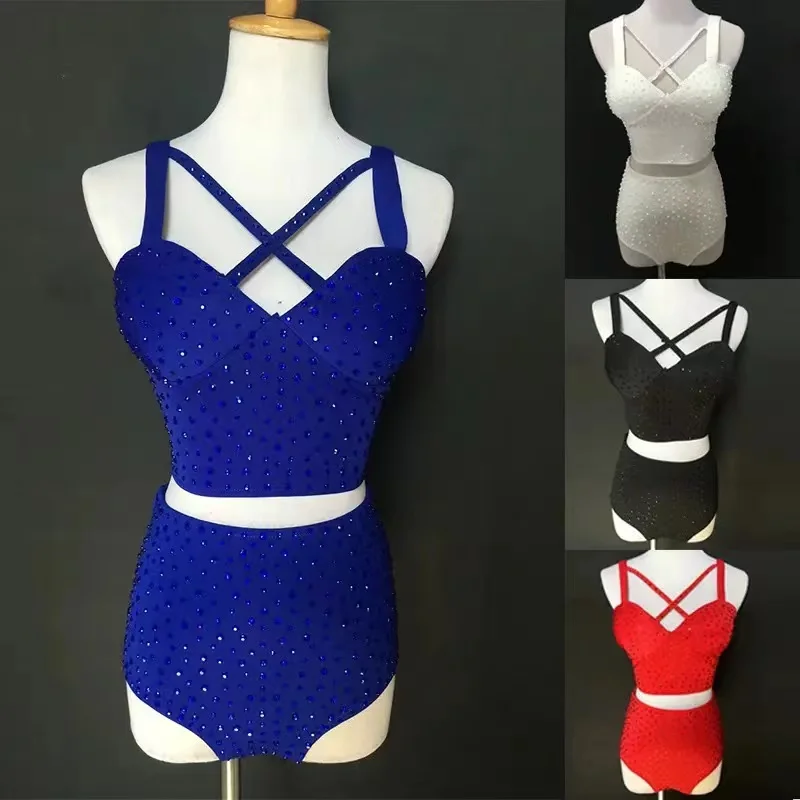 Shiny-Rhinestones-Tops-High-Waist-Shorts-Female-Nightclub-Bar-Pole ...