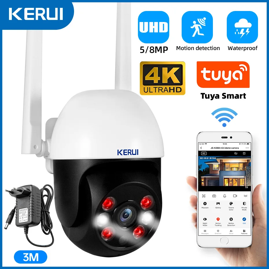 KERUI-Waterproof-Wireless-5MP-8MP-UHD-PTZ-WiFi-IP-Camera-Tuya-Smart-4K ...