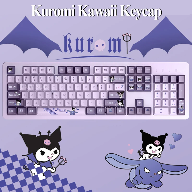 Sanrio Kawaii Kuromi Cinnamoroll Keycap Diy สาว Mechanical คีย์บอร์ด ...