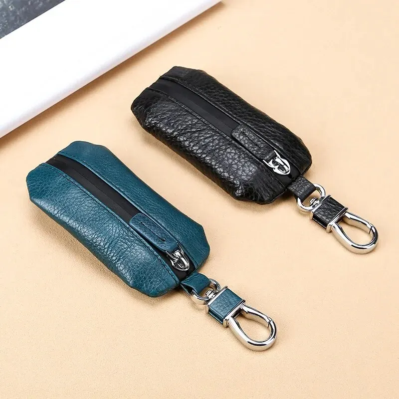 Upgraded Leather Car Key Bag Waterproof Zipper Universal Car Key Cover ...
