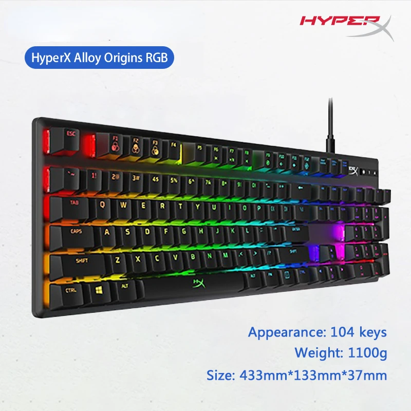 Original-HyperX-Alloy-Origins-104-Keys-Mechanical-Keyboard-Aqua-Switch ...