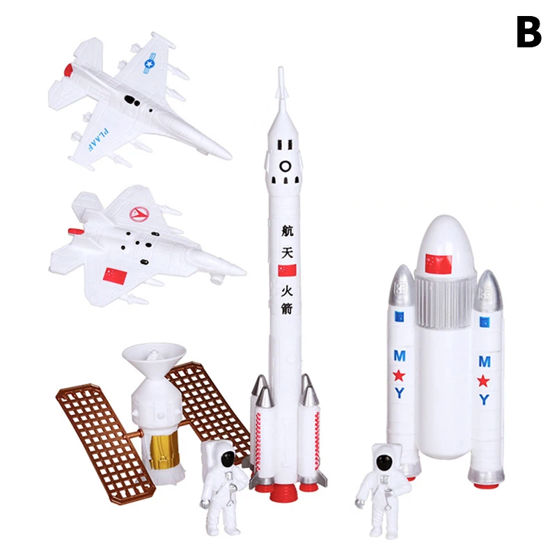 1Set Rocket Toy Space Series Rocket Plane Satellite Astronaut Model ...