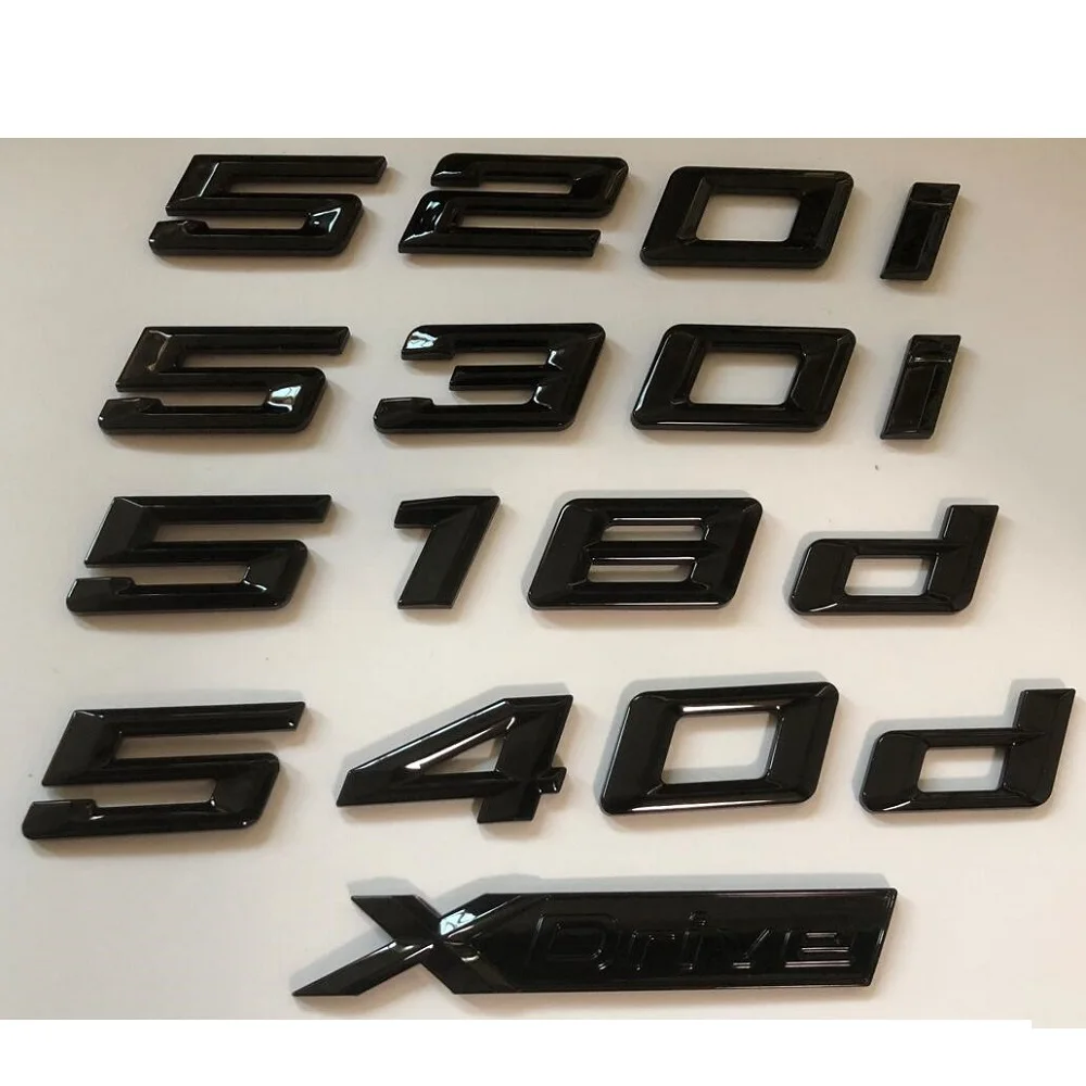 Glossy-Black-Car-Letters-Emblems-Replacement-for-BMW-518i-520i-525i ...