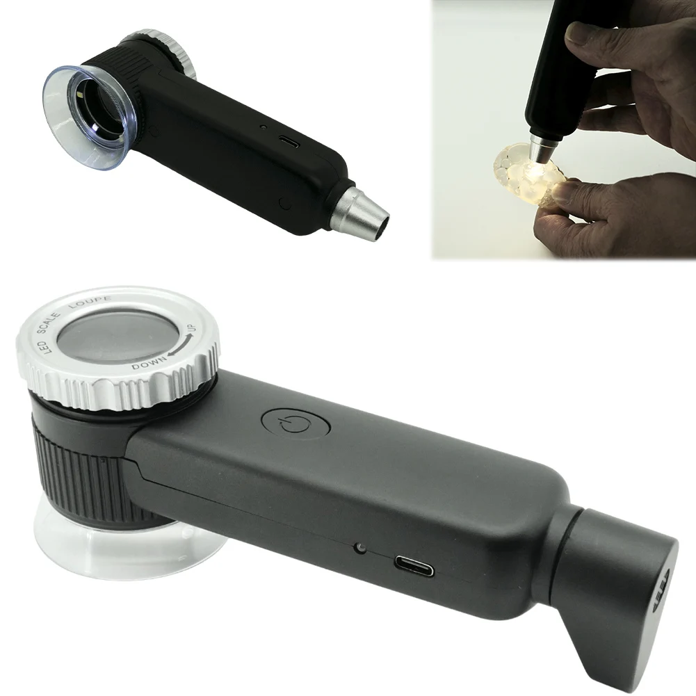 USB-recarreg-vel-Lupa-com-luz-UV-LED-Handheld-Magnifier-Lupa-de-leitura ...