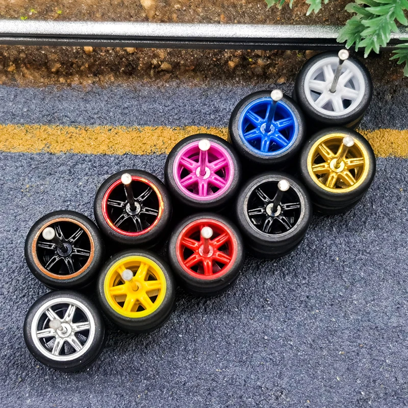 1-64-Wheels-with-Fixed-Rubber-Tires-Six-Spoke-for-Toy-Model-Diecast ...