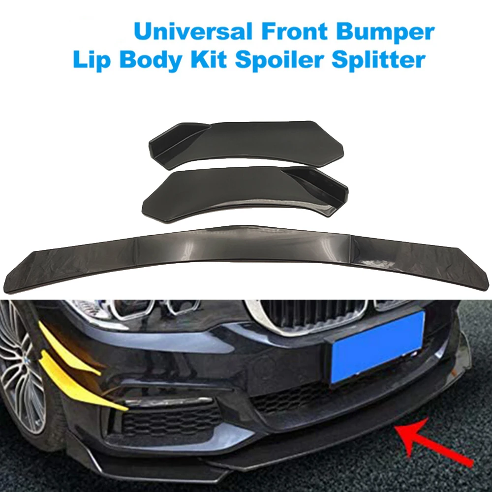 Universal Car Front Bumper Lip Body Kit Spoiler Splitter Abs Bumper ...