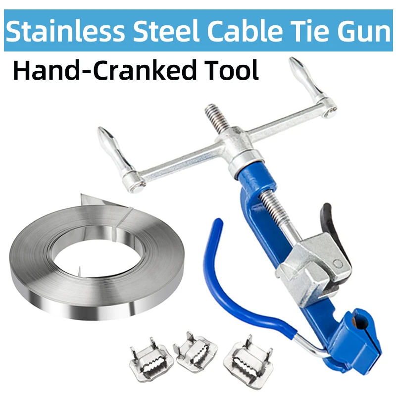 Stainless Steel Cable Tie Gun Screw Type Hand cranked Tool Cable Tie ...