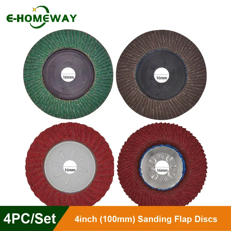 4Pc-100mm-4-inch-Sanding-Flap-Discs-T27-60-80-Grit-Grinding-Wheel-Blade ...