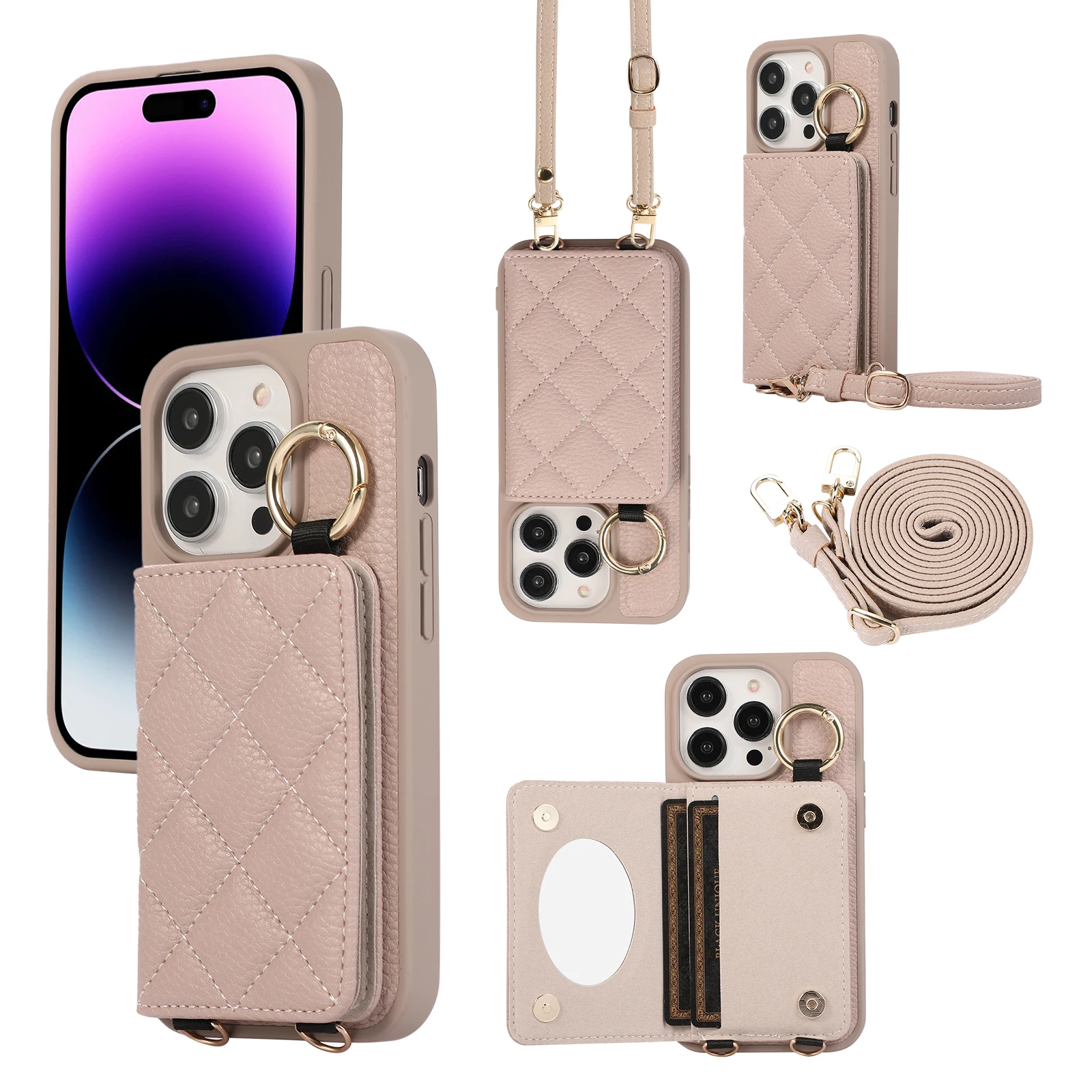 Crossbody-Ring-Holder-Cards-Solt-Wallet-Case-for-IPhone-15-14-Pro-Max ...