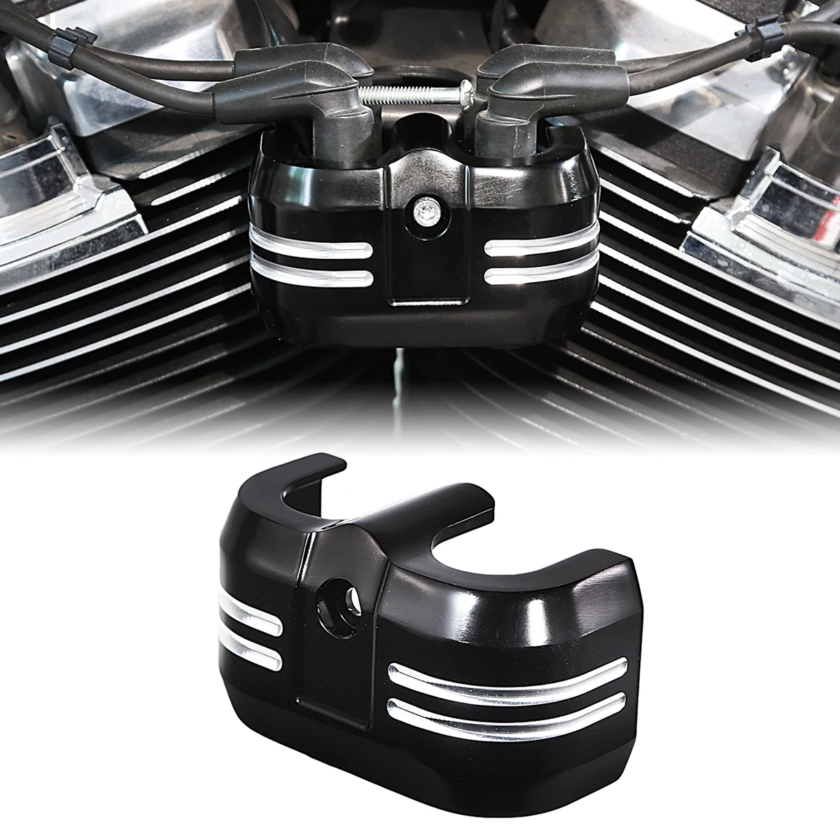 Gloss Black Shallow Cut Ignition Coil Cover For Harley Softail Fatboy ...