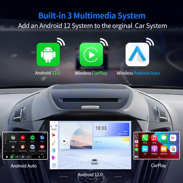 CARVIEW Wireless CarPlay Android Auto CarPlay Ai Box Mini Android 12 8+128GB QCM 8-Core 665 6125 ...