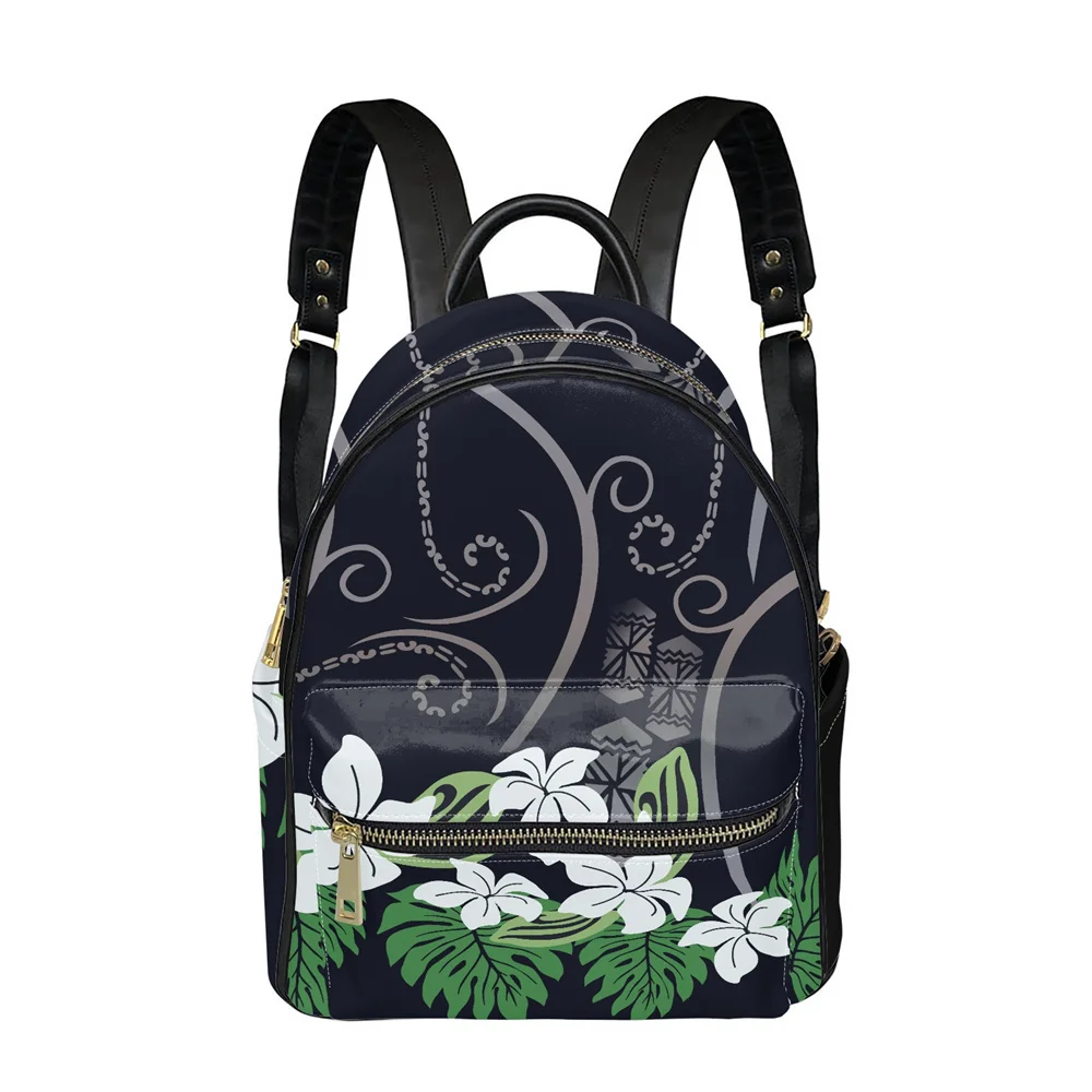 School Bags For Girl Polynesian Tribal Hawaii White Hibiscus Flower ...